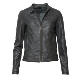Lederjacke Mustang "Lederjacke Blanca", Damen, Gr. M, schwarz (anthra), Obermaterial: 100% Lammleder LEL. Futter: 100% Baumwolle CO., Jacken Lederjacke