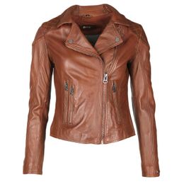 Bikerjacke Maze "Lederjacke Ibiza", Damen, Gr. S, braun (cognac), Obermaterial: 100% Lammleder LEL. Futter: 100% Polyester PES., Jacken Bikerjacke