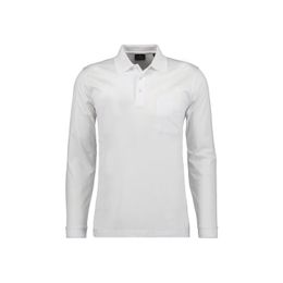Poloshirt Ragman "Poloshirt Soft Knit Polo Knopf Langarm", Herren, Gr. M, wei&szlig;, Obermaterial: 70% Baumwolle CO. 30% Polyester PES., Shirts Poloshirt