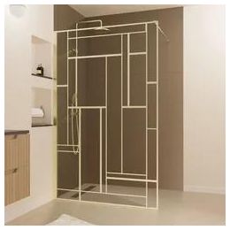 Walk-in-Dusche MARWELL "Gallery", gold (gallery), B:100cm H:195cm, Duschw&auml;nde, im Stile des ART DECO: mit goldenen Siebdruck und Wandprofil