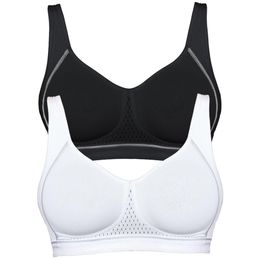 Sport-BH SuSa "2er Pack Sport BH Move medium", Damen, Gr. 80, Cup B, bunt (schwarz wei&szlig;), Obermaterial: 49% Polyamid PA. 33% Polyester PES. 18% Elasthan EL., BHs Sport-BH