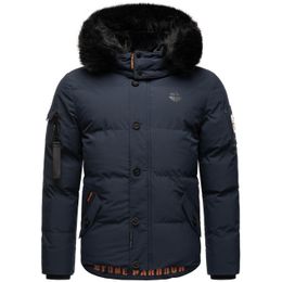 Wintermantel STONE HARBOUR "Winterjacke Halvaar", Herren, Gr. XXL, blau (navy mit schwarzem fell), Obermaterial: 100% Polyester PES. Obermaterial: Futter: 100% Polyester PES. 100% Polyester PES., M&auml;ntel Wintermantel