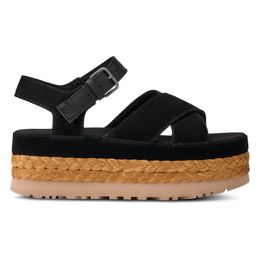 UGG Australia Plateausandale UGG "AUBREY ANKLE STRAP", Damen, Gr. 10 (41), schwarz, Glattleder, Veloursleder, unifarben, Schuhe Plateausandale, Sandalette, Keilsandale mit verstellbarem Ristriemchen