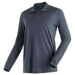 Langarm-Poloshirt Maier Sports "Ulrich L/S", Herren, Gr. S, grau, 100% Polyester, Shirts, Herren Polo langarm, leichtes Funktionsshirt, Langarmshirt, Reg. Fit