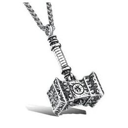 Kette mit Anh&auml;nger Firetti "Schmuck Geschenk Thor Hammer", schwarz (edelstahlfarben, schwarz), Halsketten, Herren, Edelstahl, L: 60 B: 3mm, B:3mm