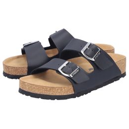 Pantolette Rieker, Damen, Gr. 41, schwarz, Lederimitat, unifarben, Schuhe Pantolette, Sommerschuh, Strandschuh, Hausschuh mit verstellbaren Schnallen