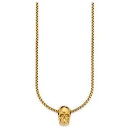 Kette mit Anh&auml;nger Bruno Banani "Schmuck Geschenk Halskette Scull Totenkopf Venezianerkette", gold (gelbgoldfarben), Halsketten, Herren, Edelstahl, L: 55 B: 3mm, B:3mm