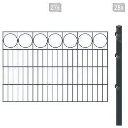 Doppelstabmattenzaun Arvotec "ESSENTIAL 80 zum Einbetonieren "Ring" mit Zierleiste", grau (anthrazit), H:80cm, Kunststoff, Stahl, Zaunelemente, Zaunh&ouml;he 80 cm, Zaunl&auml;nge 2 - 60 m