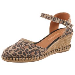 Slingpumps VERBENAS "MALENA LEO", Damen, Gr. 41, leodruck, Veloursleder, Schuhe Slingpumps, Keilsandalette, Sommerschuh, Urlaubsschuh im Leo-Look