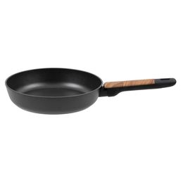 Bratpfanne RESTO KITCHENWARE "Mon, Universalpfanne antihaftbeschichtet und sp&uuml;lmaschinenfest", schwarz, H:5,3cm L:43cm &Oslash;:24cm, Pfannen, Bratpfanne, mit verst&auml;rktem Boden und ergonomischem Griff in Holzoptik