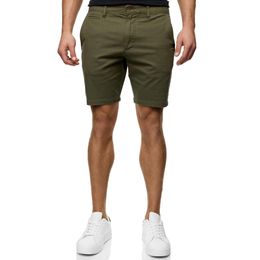 Chinoshorts INDICODE "INConwayne", Herren, Gr. S, N-Gr, gr&uuml;n (army), Web, Obermaterial: 98% Baumwolle, 2% Elasthan, unifarben, regular fit knielang, Hosen Chinoshorts