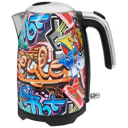 Gutfels Wasserkocher "WATER 3010 G", graffitti, style, B:21,5cm H:25,3cm T:15,5cm, Wasserkocher, 1,7 L, 2200 Watt, Graffitti-Style, Wasserkocher