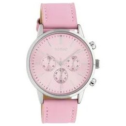 Quarzuhr Oozoo "C10595", rosa, Armbanduhren, Damen, Quarzuhr, Armbanduhr, Damenuhr, Lederarmband, Chrono-Look
