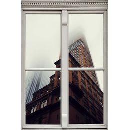 Wandsticker queence "Hochhaus", braun, B:40cm H:60cm T:0,1cm, Wandtattoos, Wandsticker, Wandsticker, Wandbild, selbstklebend, 3D, Fenster