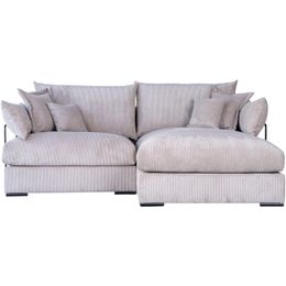 Ecksofa Home Affaire "Casa XXL L-Form, Breite 247 cm", beige, B:247cm T:187cm, 100% Polyester, Sofas, Ecksofa, Mega-Sofa, Cord oder Chenille-Struktur w&auml;hlbar, mit Federkern