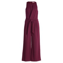 Jumpsuit Vera Mont "Jumpsuit mit Bindeg&uuml;rtel", Damen, Gr. 44, EURO, rot (wild ruby), Obermaterial: 95% Polyester PES. 5% Elasthan EL., Overalls Jumpsuit