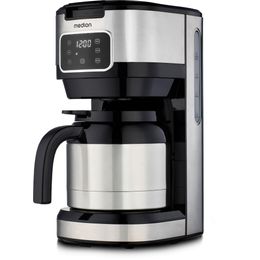 Medion Filterkaffeemaschine "MD 11019", schwarz (silber, schwarz), 1,25 l, 10, Kaffeemaschinen, 900 Watt, Touch-Sensor-Bedienfeld, 24 Stunden Timer, Permanentfilter, Filterkaffeemaschine