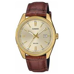 Quarzuhr, braun (braun, champagnerfarben), CASIO TIMELESS COLLECTION, Armbanduhren, Damen, Quarzuhr, Armbanduhr, Herrenuhr, Damenuhr, Lederarmband, Tag, Neo-Display
