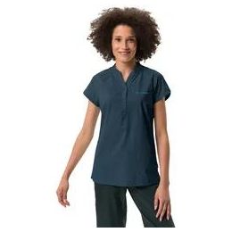 Funktionsbluse Vaude "WOMEN'S YARAS SL SHIRT II", Damen, Gr. 36, blau (schwarz sea uni), Trikot, Obermaterial: 86% Polyamid, 14% Elasthan, unifarben, loose fit, V-Ausschnitt, Blusen, Loose Fit, f&uuml;r Radsport und aktive Freizeit, atmungsaktiv