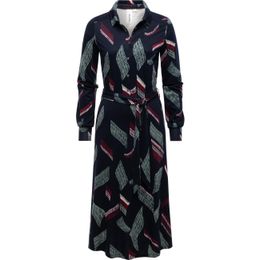 Blusenkleid Ragwear "Blusenkleid Plantee Print", Damen, Gr. XS, N-Gr, blau (navy), Obermaterial: 95% Viskose CV. 5% Elasthan EL., Kleider Blusenkleid