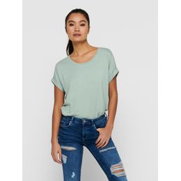 T-Shirt Only "ONLMOSTER &ndash; Kurzarmshirt mit Aufschlag und klassischem Look", Damen, Gr. S, gr&uuml;n (jadeite), Jersey, Obermaterial: 75% Viskose, 20% Polyester, 5% Elasthan, unifarben, regular fit normal, Rundhals, mit Aufschlag, Shirts T-Shirt, Viskosemischung, regular fit