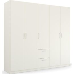 Dreht&uuml;renschrank Rauch "Kleiderschrank Schrank Garderobe Ankleide PURE BY QUADRA SPIN", wei&szlig; (alpinwei&szlig;), B:226cm H:210cm T:54cm, Holzwerkstoff, Schr&auml;nke, Dreht&uuml;renschrank, in puristischem Design mit Griffen in Alufarben MADE IN GERMANY