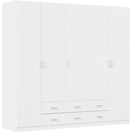 Dreht&uuml;renschrank Rauch "Kleiderschrank Garderobe GAMMA Breiten 91/136/181/226/271/315/360 cm", alpinwei&szlig;, griffe alu, B:226cm H:210cm T:54cm, Holzwerkstoff, Schr&auml;nke, Dreht&uuml;renschrank, mit Schubladen, verschiedene Griff-Varianten TOPSELLER MADE IN GERMANY