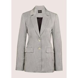 Madeleine Mode Longblazer MADELEINE "Blazer Longblazer", Damen, Gr. 40, grau (grau, wollwei&szlig;, melange), Obermaterial: 47% Viskose CV. 27% Polyester PES. 26% Leinen LI., Modern, normal, Blazer Longblazer