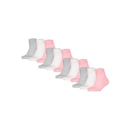 Sneakersocken Puma "Socken Plain Quarter 12P 12er Pack", M&auml;dchen, Gr. 31-34, bunt (grau, wei&szlig;, rosa), Obermaterial: 71% Baumwolle CO. 14% Polyamid PA. 13% Polyester PES. 2% Elasthan EL., Socken Sneakersocken