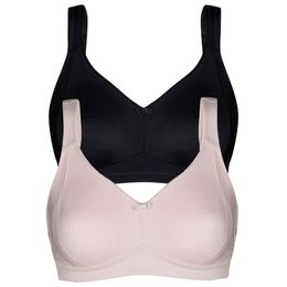 Minimizer-BH SuSa "2er Pack Minimizer BH Milano", Damen, Gr. 80, Cup D, bunt (nude schwarz), Stoff, Obermaterial: 80% Polyamid PA. 17% Elasthan EL. 3% Baumwolle CO., BHs Minimizer-BH