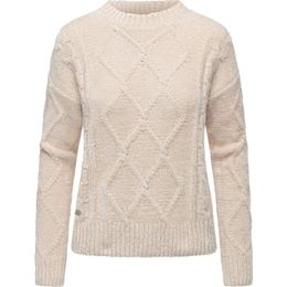 Strickpullover Ragwear "Strickpullover Jannina", Damen, Gr. XXL, beige (ecru), Obermaterial: 100% Polyester PES. Futter: 100% Polyester PES., Rundhals, &Auml;rmel ohne &Auml;rmelschlitz Rippb&uuml;ndchen, Pullover Strickpullover