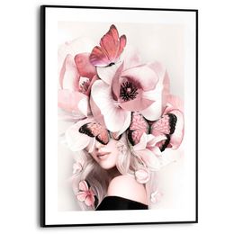 Poster Reinders "Schmetterlingsdame", rosa (farbe bild(er): rosa), B:30cm H:40cm T:1,6cm, MDF, Bilder, Poster