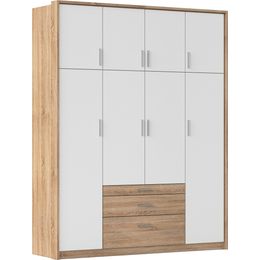 Kleiderschrank Rauch "Schrank Dreht&uuml;renschrank Garderobe Ankleide Schlafzimmer HILDESHEIM", wei&szlig; (eiche sonoma, alpinwei&szlig;), B:185cm H:231cm T:58cm, Holzwerkstoff, Schr&auml;nke, Kleiderschrank, oberste Schublade mit praktischer Facheinteilung MADE IN GERMANY