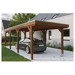 Skan Holz Einzelcarport SKANHOLZ "Grunewald", braun, B/H/T: 289cm x, Carports, mit Aluminiumdach