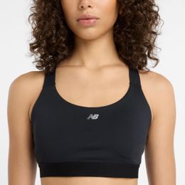 Sport-Bustier New Balance "Essential Train Bra", Damen, Gr. XS, N-Gr, schwarz (schwarz (001)), Obermaterial: 77% Polyester, 23% Elasthan, BHs Sport-Bustier, moderate Unterst&uuml;tzung, bequeme Passform, aus Polyester und Elasthan