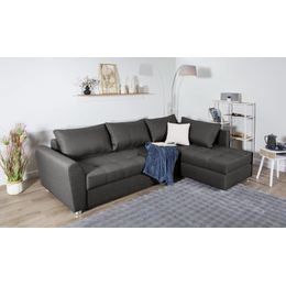 Ecksofa Collection AB "JANA XL-Sofa L-Form", grau (anthrazit), B:250cm H:42cm T:161cm, 100%Polyester, Sofas, Ecksofa, inkl. Bettfunktion, Bettkasten und Bonnelfederkern