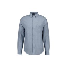 Langarmhemd Gant "Hemd REGULAR COTTON LINEN SHIRT 1er Pack", Herren, Gr. XXL, N-Gr, blau, Obermaterial: 55% Leinen LI. 45% Baumwolle CO., Hemden Langarmhemd