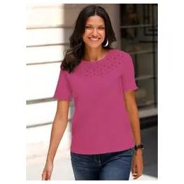 Kurzarmshirt Classic Basics "Kurzarm-Shirt", Damen, Gr. 50, pink (fuchsia), 100% Baumwolle, unifarben, Rundhals, Shirts