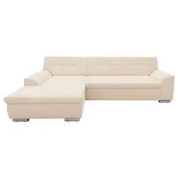 Ecksofa DOMO collection "Treviso viele Bez&uuml;ge, auch in Cord, L-Form, B/T/H: 267/80/83 cm", beige (creme), B:267cm H:83cm T:178cm, 100% Polyester, Sofas, Ecksofa, mit Bettfunktion, inkl. Zierkissen, Unser Dauertiefpreis