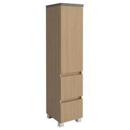 Midischrank Welltime "EIXO, 1 T&uuml;r, 2 verstellbare Einlegeb&ouml;den, 2 Softclose-Ausz&uuml;ge", braun (eiche hell), B:30cm H:131cm T:35cm, Holzwerkstoff, Schr&auml;nke, Midischrank
