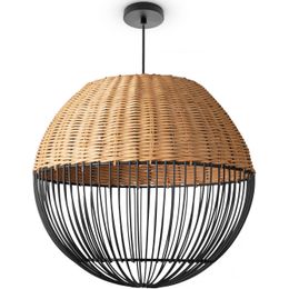 Paco Home Pendelleuchte "PURO", schwarz, &Oslash; 30cm H: 29cm, Leuchten, Rattanlampe Korb Lampe LED Boho Natur Vintage Rund E27, Pendelleuchte