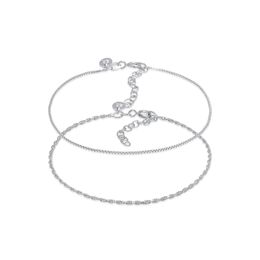 Armketten Set Elli Premium "Armband Kordelkette Gedreht Venezianer 2er Set 925 Silber" Gr. 160, silber, Armb&auml;nder, Damen, Silber 925 (Sterlingsilber), Armketten Set