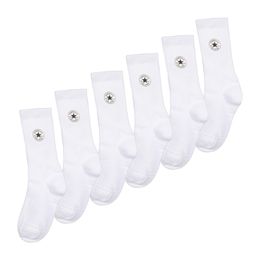 Sportsocken Converse "CHUCKPATCH COTTON 6PK CREW", M&auml;dchen, Gr. 27-34, wei&szlig;, Obermaterial: 60% Baumwolle, 36% Polyester, 4% Elasthan, Socken Sportsocken, f&uuml;r Kinder und Jugendliche, sportlicher Stil, im 6er-Pack