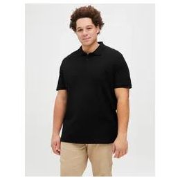 Jack & Jones PlusSize Poloshirt "JJEAUSTIN POLO SS NOOS PLS", Herren, Gr. 4XL, schwarz (schwarz detail:classic), Jersey, Obermaterial: 58% Polyester, 40% Baumwolle, 2% Elasthan, JACK & JONES PLUSSIZE, unifarben, regular fit normal, Shirts, mit Polokragen