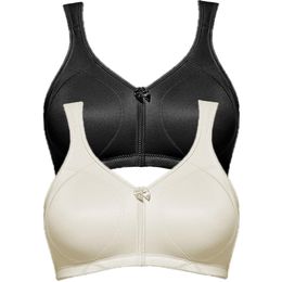 Entlastungs-BH SuSa "2er Pack Entlastungs BH Topsy Plus", Damen, Gr. 95, Cup B, bunt (schwarz champagnermicro), Stoff, Obermaterial: 78% Polyamid PA. 22% Elasthan EL., BHs Entlastungs-BH