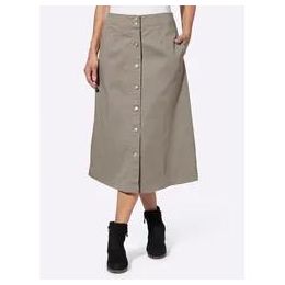 Jeansrock Classic Basics, Damen, Gr. 23, grau (taupe), 81% Baumwolle, 17% Polyester, 2% Elasthan, 97% Baumwolle, 3% Elasthan, unifarben, wadenlang, R&ouml;cke Jeansrock