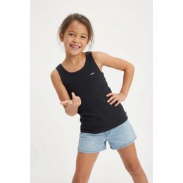 Ripptanktop LEVI'S KIDS "LVG MEET AND GREET RIBBED TANK", M&auml;dchen, Gr. 10 (140), schwarz, Obermaterial: 95% Baumwolle, 5% Elasthan, Rundhals, Tops Ripptanktop, for GIRLS