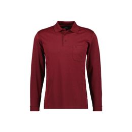 Poloshirt Ragman "Poloshirt Soft Knit Polo Knopf Langarm", Herren, Gr. M, rot, Obermaterial: 70% Baumwolle CO. 30% Polyester PES., Shirts Poloshirt