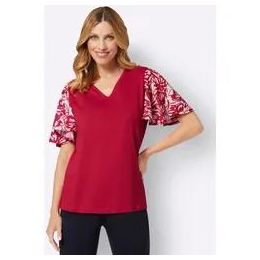 Kurzarmshirt Classic Basics "V-Shirt", Damen, Gr. 48, rot, 100% Baumwolle, &Auml;rmel:100% Polyester, bedruckt, gemustert, unifarben, V-Ausschnitt, Shirts