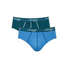 Slip Sloggi "Slip Start midi C2P box 2er Pack", Herren, Gr. L, blau, Obermaterial: 96% Baumwolle CO. 4% Elasthan EL., Unterhosen Slip